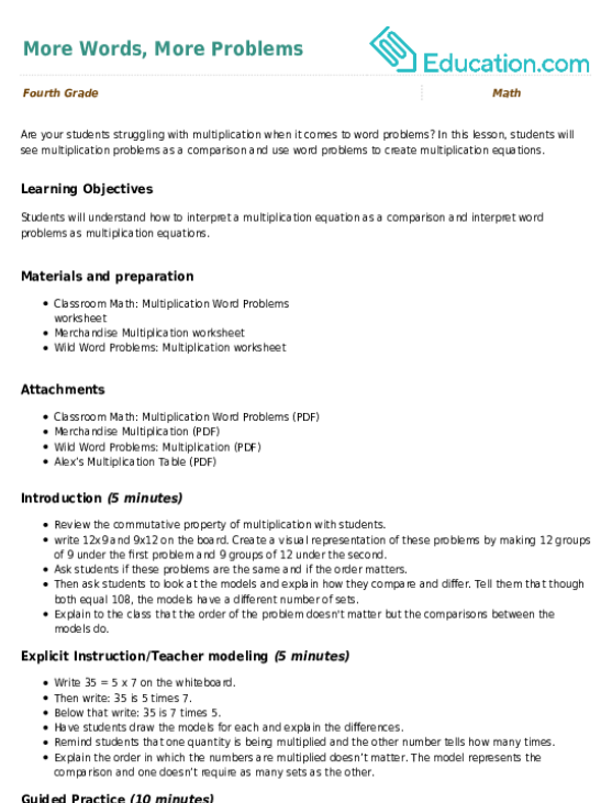 4.OA.A.1 Lesson Plans - Common Core Math