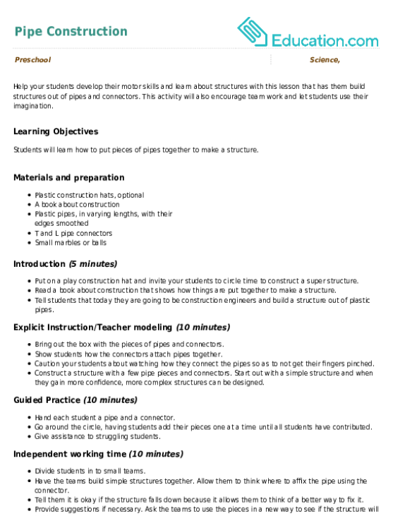 Pipe Play | Activity | Education.com