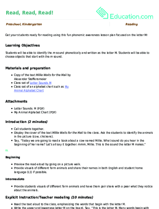 Read, Read, Read! | Lesson Plan | Education.com