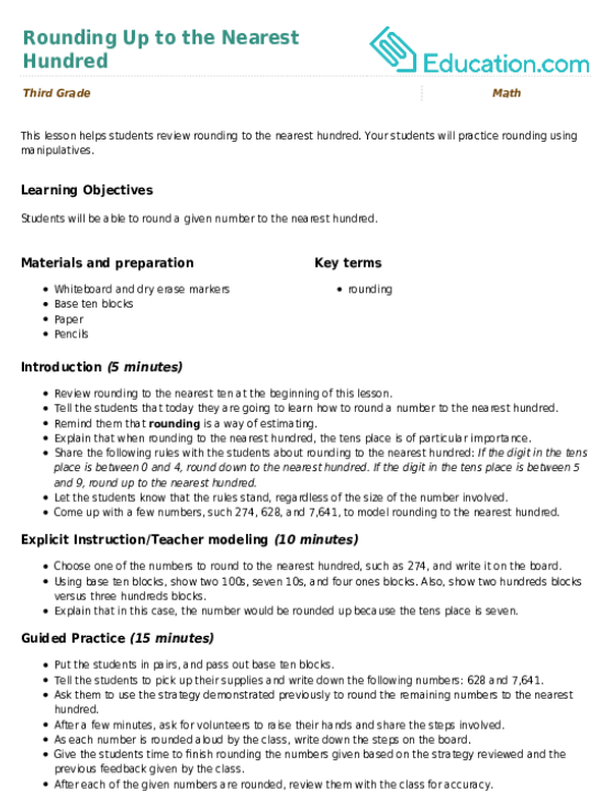 A Rapid Rounding Game | Activity | Education.com