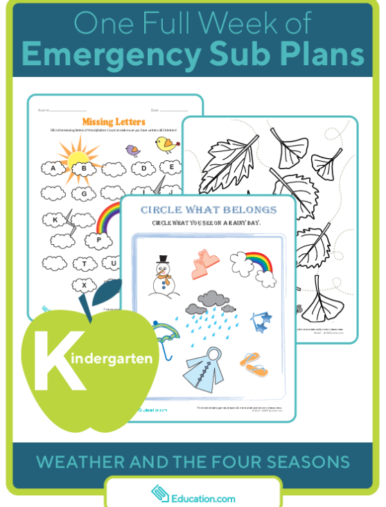 Sub Plans for Kindergarten | Lesson Plan | Education.com