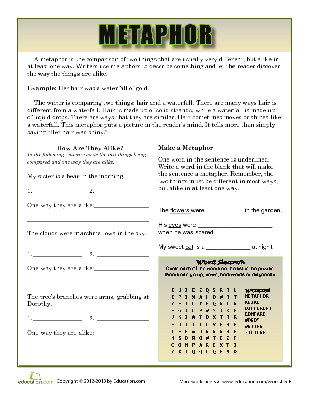 What's a Metaphor? | Lesson Plan | Education.com