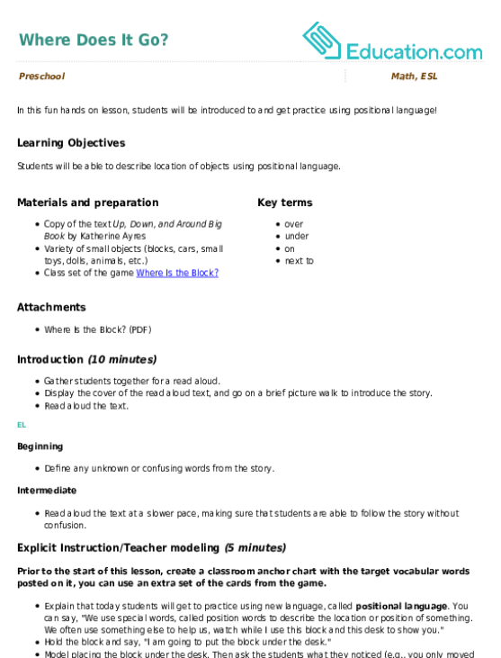 Where Does It Go? | Lesson Plan | Education.com