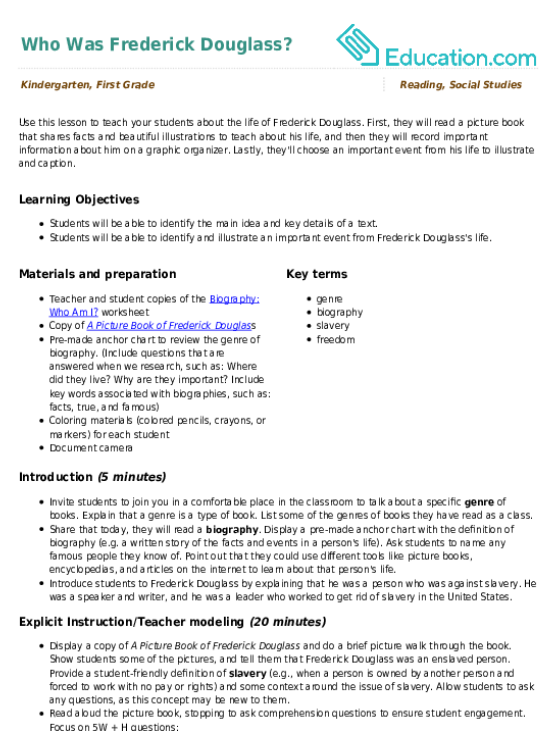 Who Was Frederick Douglass? | Lesson Plan | Education.com