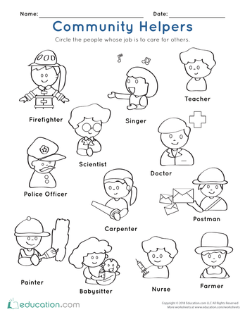 Community Helpers | Workbook | Education.com