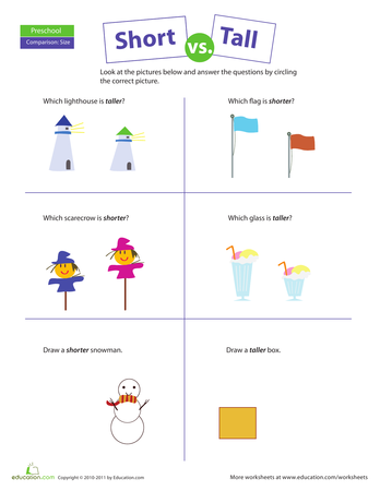 Comparing Sizes | Workbook | Education.com