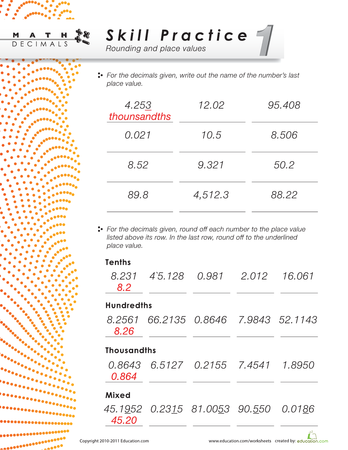 Decimal Practice | Workbook | Education.com