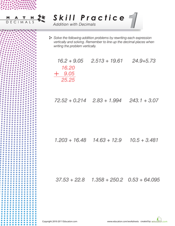 Decimal Practice | Workbook | Education.com
