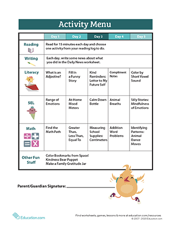 First Grade Independent Study Packet - Week 4 | Workbook | Education.com