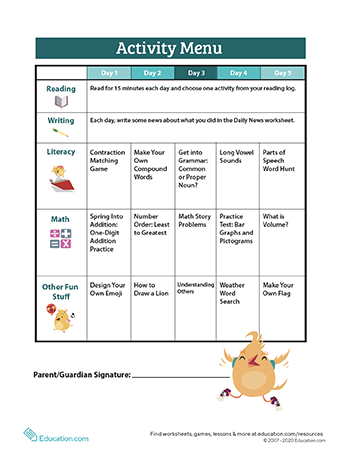 First Grade Independent Study Packet - Week 6 | Workbook | Education.com