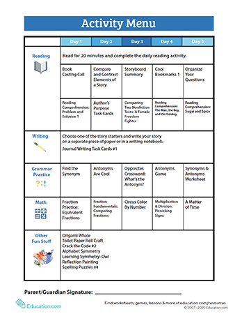 Third Grade Independent Study Packet - Week 5 | Workbook | Education.com
