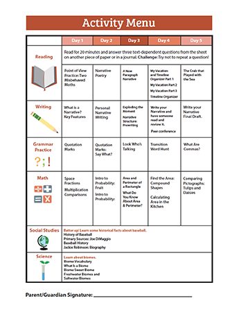 Fourth Grade Independent Study Packet - Week 3 | Workbook | Education.com