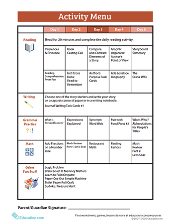 Fourth Grade Independent Study Packet - Week 5 | Workbook | Education.com