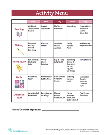 Kindergarten Independent Study Packet - Week 5 | Workbook | Education.com