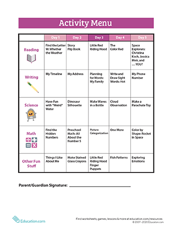 Preschool Independent Study Packet - Week 5 | Workbook | Education.com