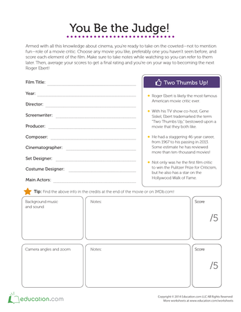 Lights, Camera, Action: Making Movies | Workbook | Education.com