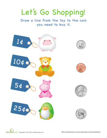 Money Math: Learning Coins | Workbook | Education.com