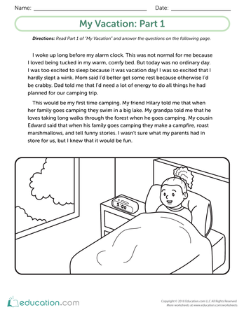 My Vacation | Workbook | Education.com