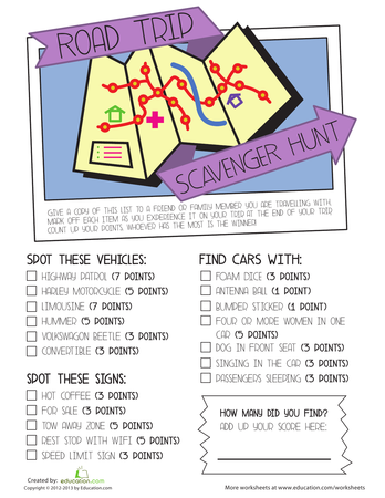 Road Trip Games | Workbook | Education.com