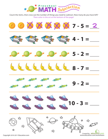 Subtraction Action | Workbook | Education.com