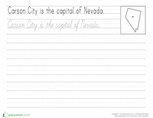 Cursive Capitals: Carson City | Worksheet | Education.com
