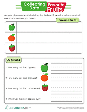 Collecting Data About Favorite Fruits | Worksheet | Education.com