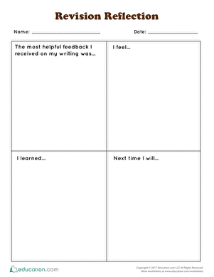 Revision Reflection | Worksheet | Education.com