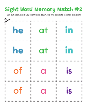 Sight Words Memory Game | Activity | Education.com
