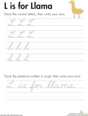 Cursive Handwriting Worksheets: Animal Alphabet | Education.com