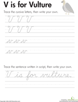 Cursive Handwriting Worksheets: Animal Alphabet | Education.com
