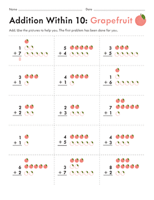Addition Within 10: Fruits and Vegetables | Education.com