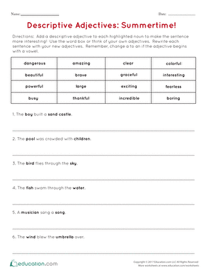 Descriptive Reduction Exercise | Activity | Education.com