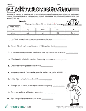 Common Abbreviations for Kids | Activity | Education.com
