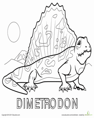 Color The Daring Dimetrodon | Worksheet | Education.com