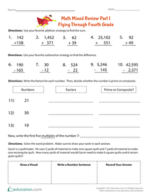 Fourth Grade Fall Review Packet - Week 4 | Workbook | Education.com