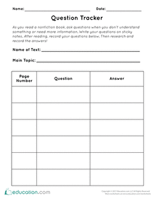 RI.1.1 Worksheets, Workbooks, Lesson Plans, and Games