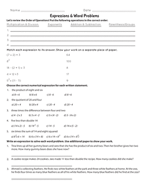 5.OA.A.2 Worksheets - Common Core Math