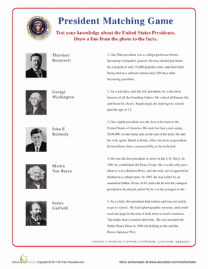 President Match | Activity | Education.com