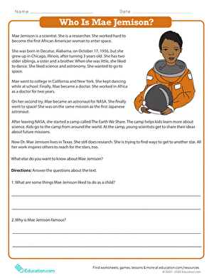 Rocket Like Mae Jemison | Activity | Education.com