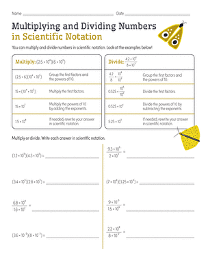 Multiplying and Dividing Numbers in Scientific Notation | Worksheet ...