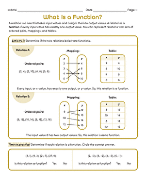 What Is a Function? | Worksheet | Education.com