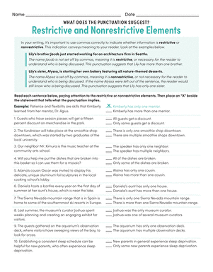 What Does the Punctuation Suggest? Restrictive and Nonrestrictive ...