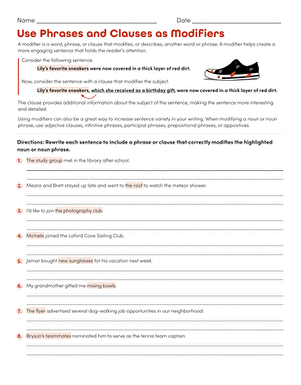 L.7.1.C Worksheets - Common Core ELA
