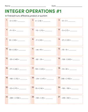 Integer Flash | Activity | Education.com
