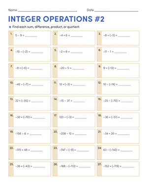 Integer Flash | Activity | Education.com