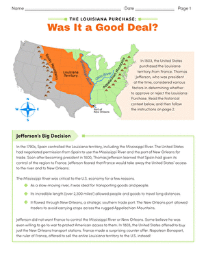 The Louisiana Purchase: Was It a Good Deal? | Worksheet | Education.com