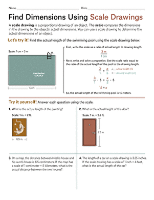 Find Dimensions Using Scale Drawings | Worksheet | Education.com