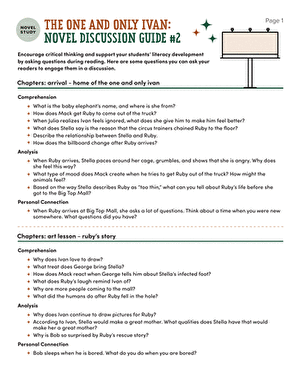 Novel Study: The One and Only Ivan by Katherine Applegate | Education.com