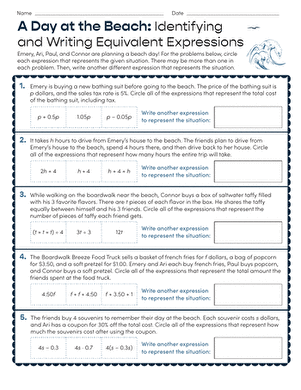 7.EE.A.2 Worksheets - Common Core Math