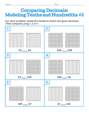 4.NF.C.7 Worksheets - Common Core Math